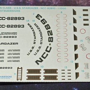 Waterslide Decals for 1:1000 Scale SAGAN CLASS U.S.S. STARGAZER ...