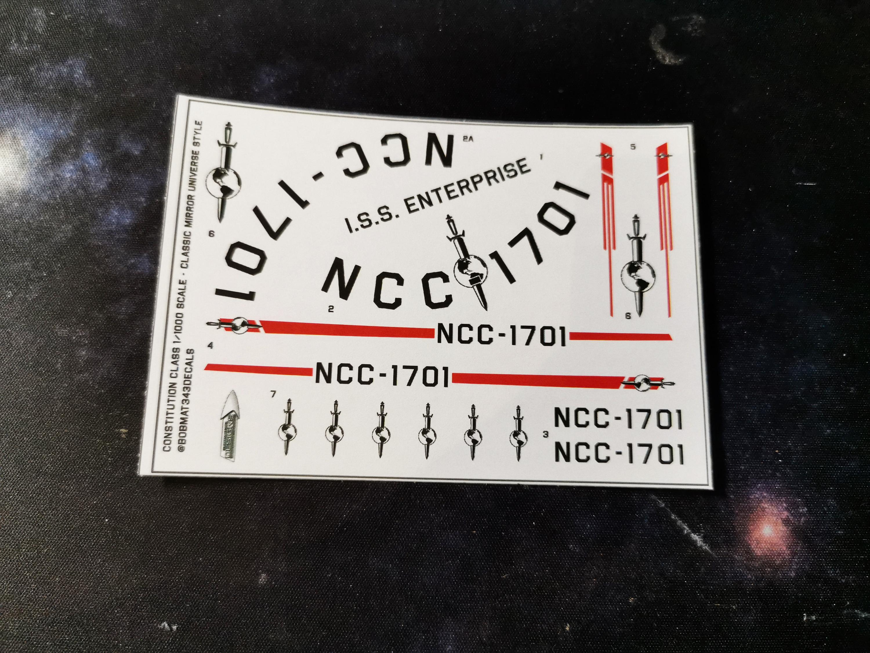 Waterslide Decals for 1:1000 Scale TOS Constitution Class USS ...