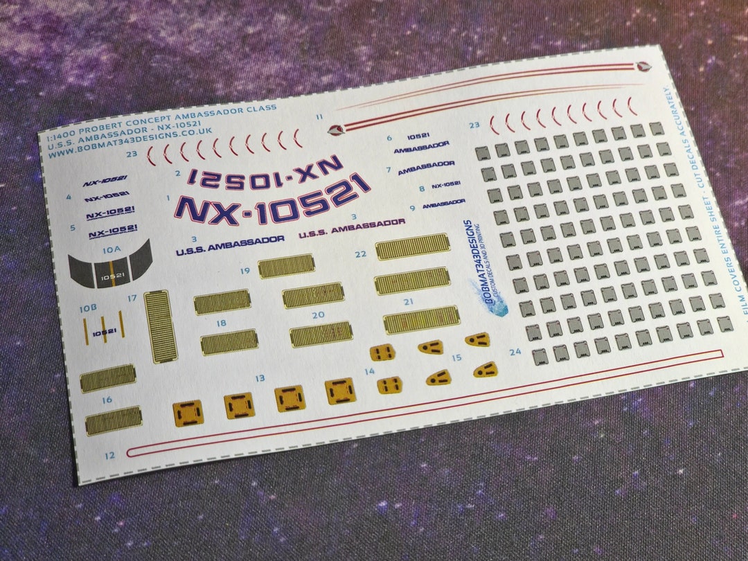 Waterslide Decals for 1:1400 Scale PROBERT Ambassador Class Concept ...