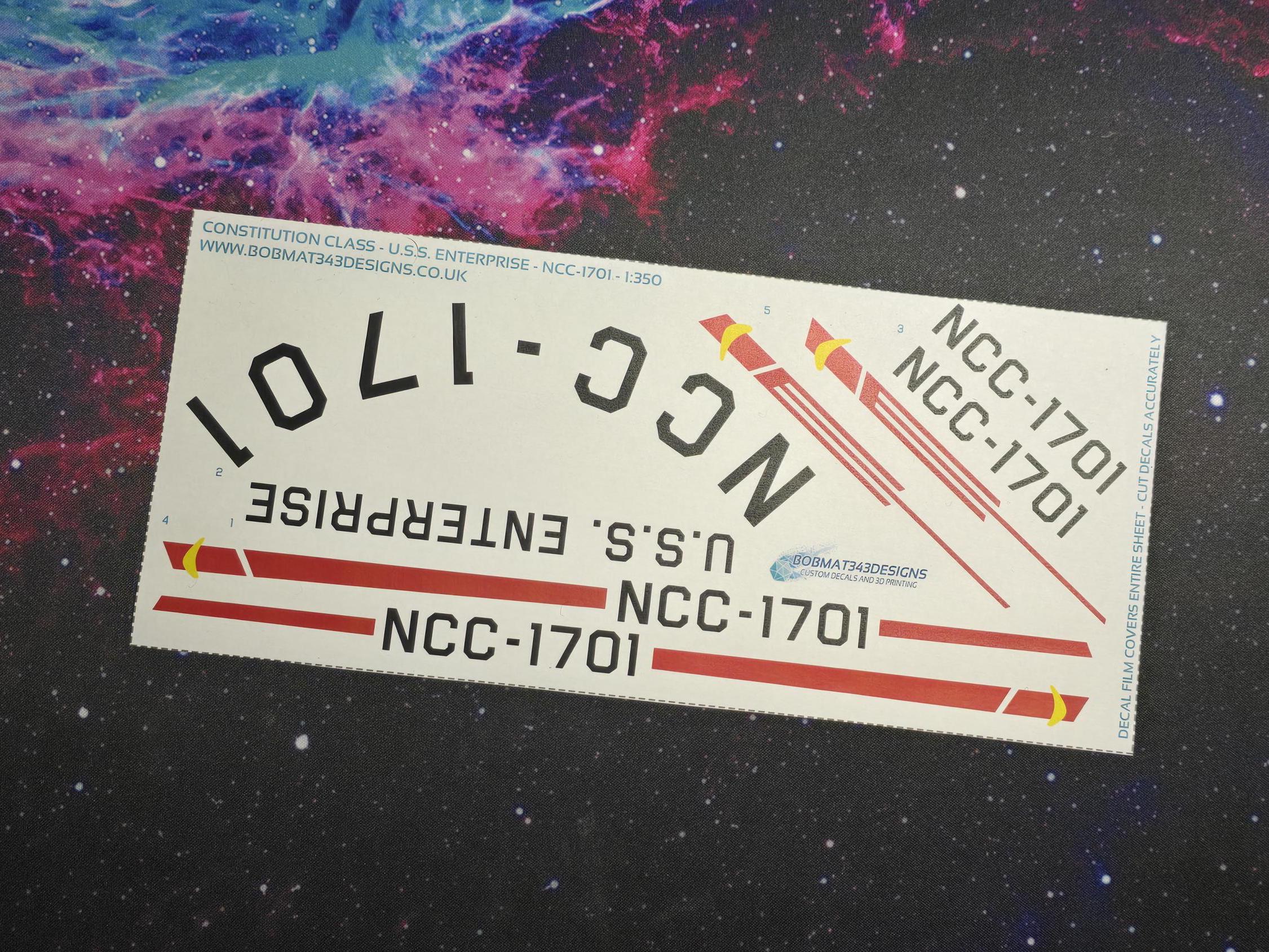 Waterslide Decals for 1:350 Scale TOS Constitution Class USS Enterprise ...