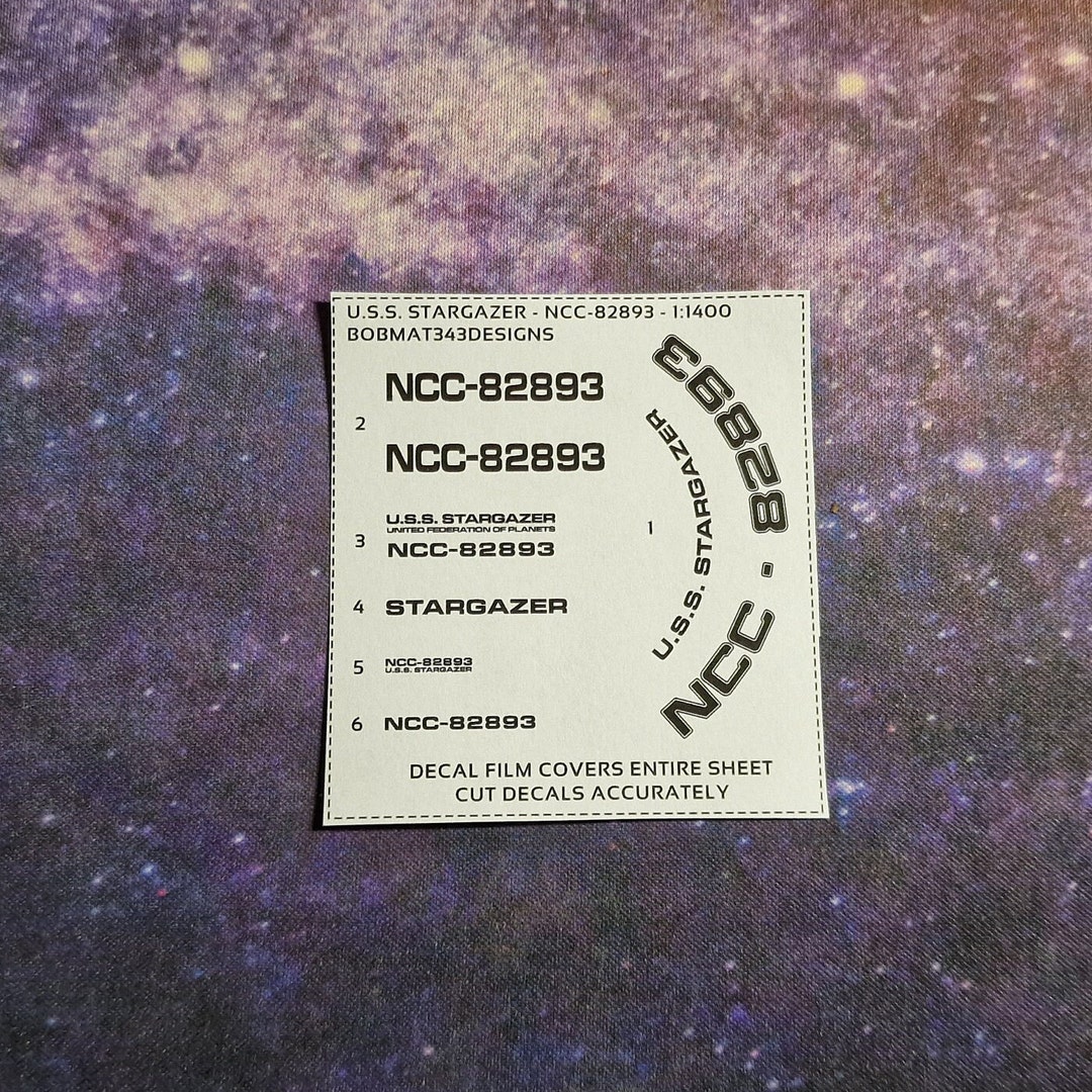 Waterslide Decals for 1:1400 Scale SAGAN CLASS U.S.S. STARGAZER Custom ...