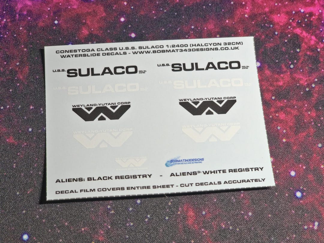 Waterslide Decals for HALCYON U.S.S. SULACO (32CM) - Aliens - Custom ...