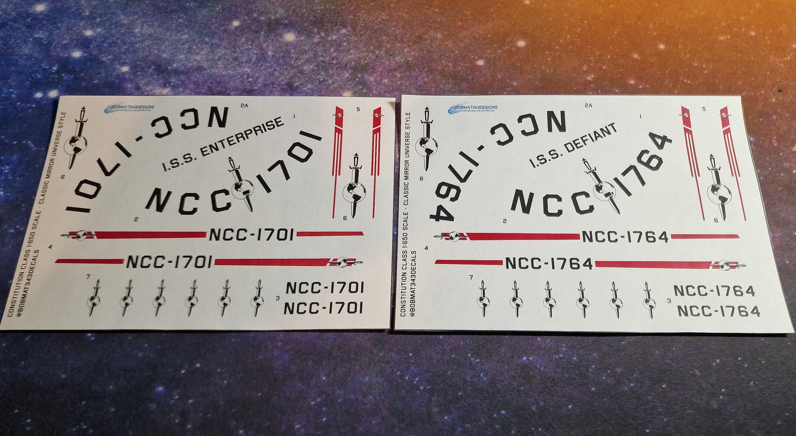 Waterslide Decals for 1:650 Scale TOS Constitution Class USS Enterprise ...