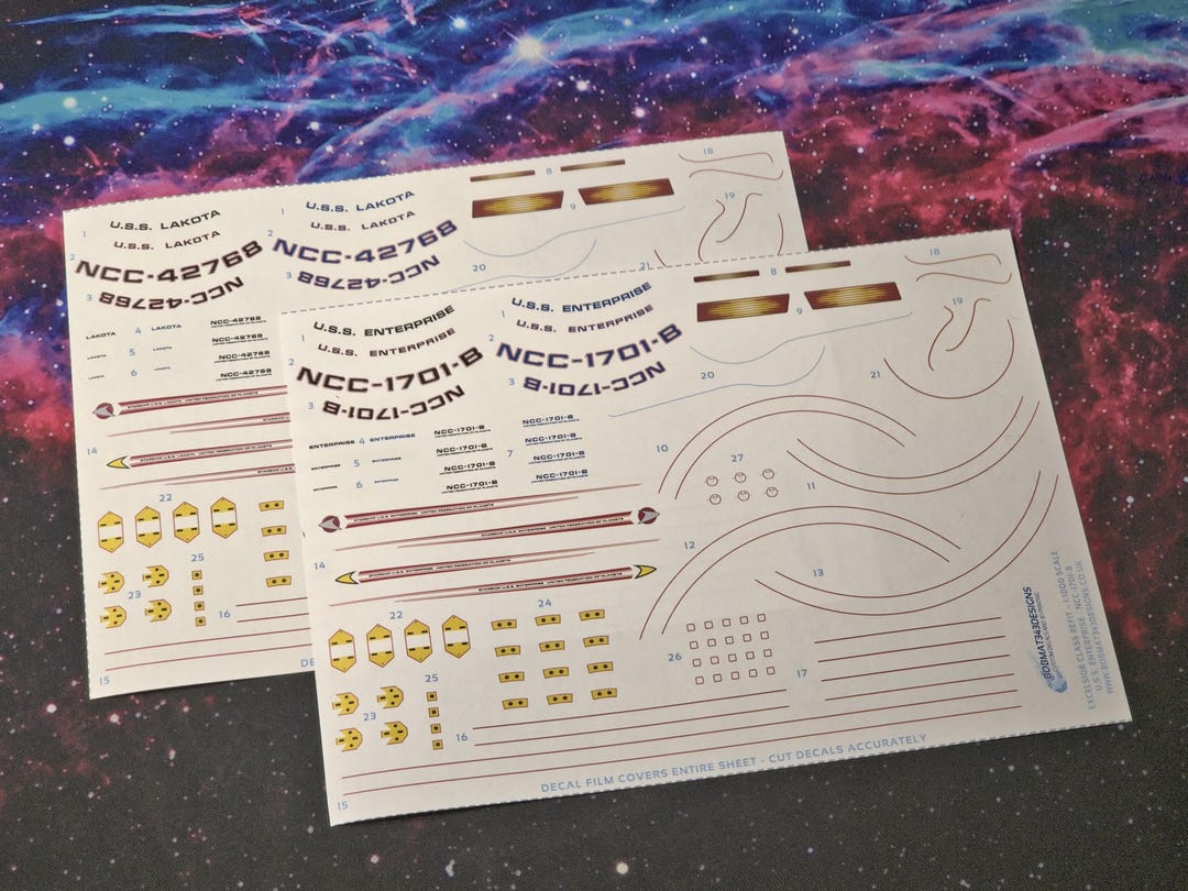 Waterslide Decals for 1:1000 Scale EXCELSIOR CLASS REFIT U.S.S ...