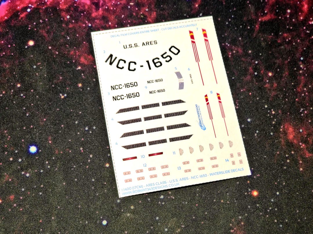 Ares Class USS Ares NCC-1650 Waterslide Decals (1:1400 Scale) - Custom ...