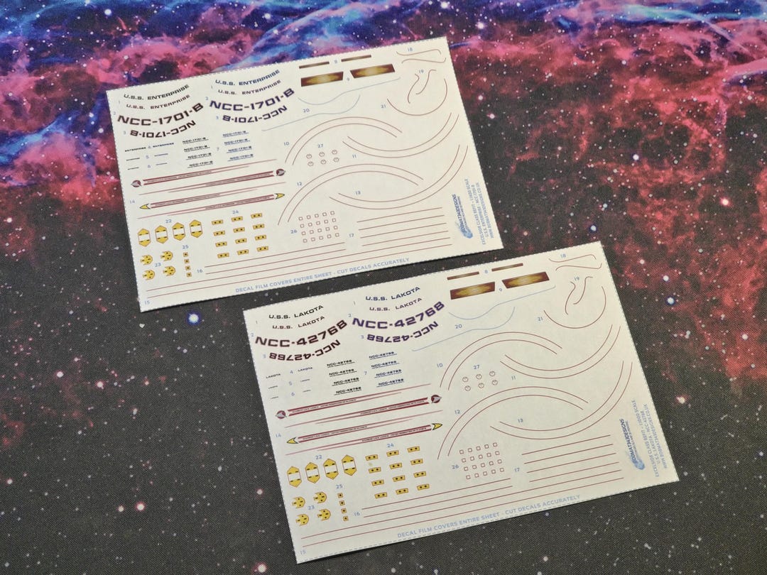 Waterslide Decals for 1:1400 Scale EXCELSIOR CLASS REFIT U.S.S ...