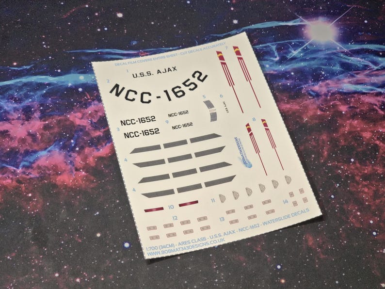 Ares Class USS Ares NCC-1650 Waterslide Decals (1:700 Scale) - Custom ...