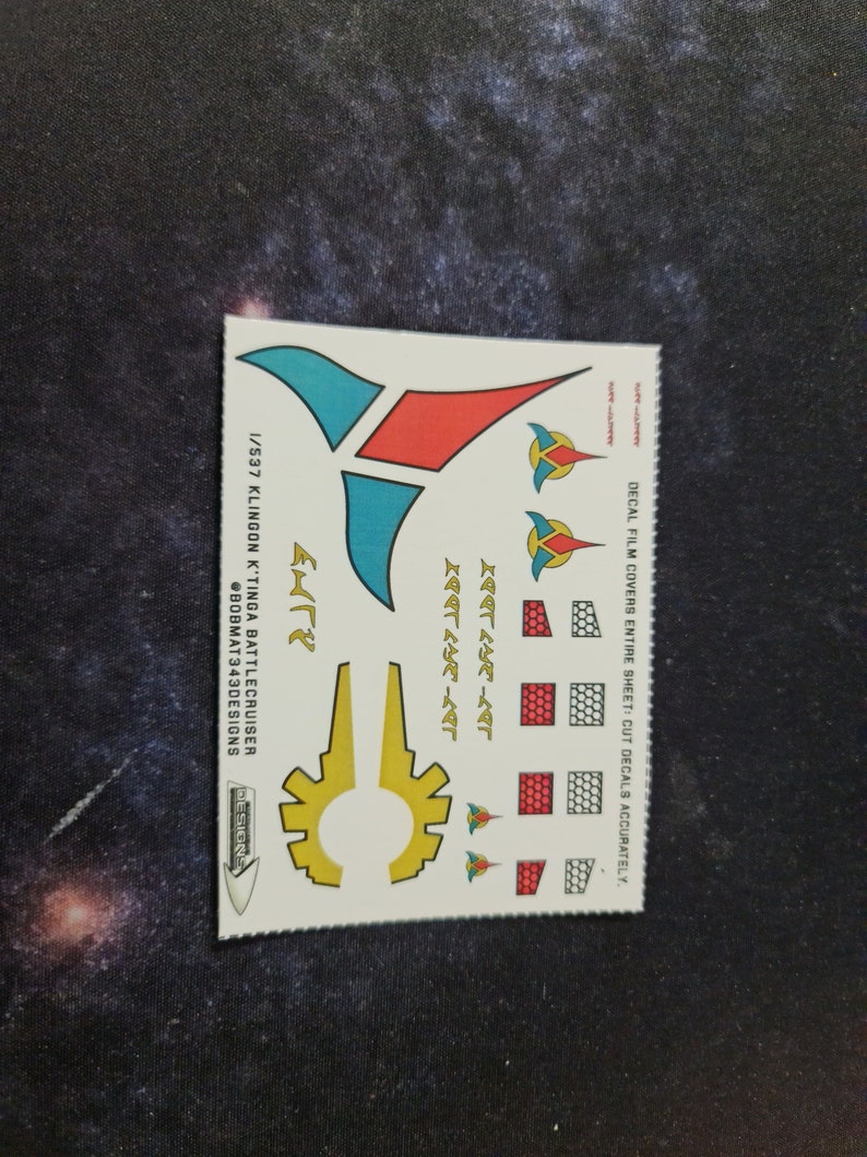 Waterslide Decals for 1:537 Scale AMT Klingon K'tinga Model Kit Custom ...