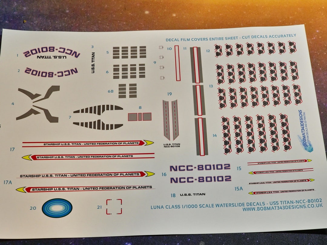 Waterslide Decals for 1000 Scale Luna Class USS Titan - Custom ...