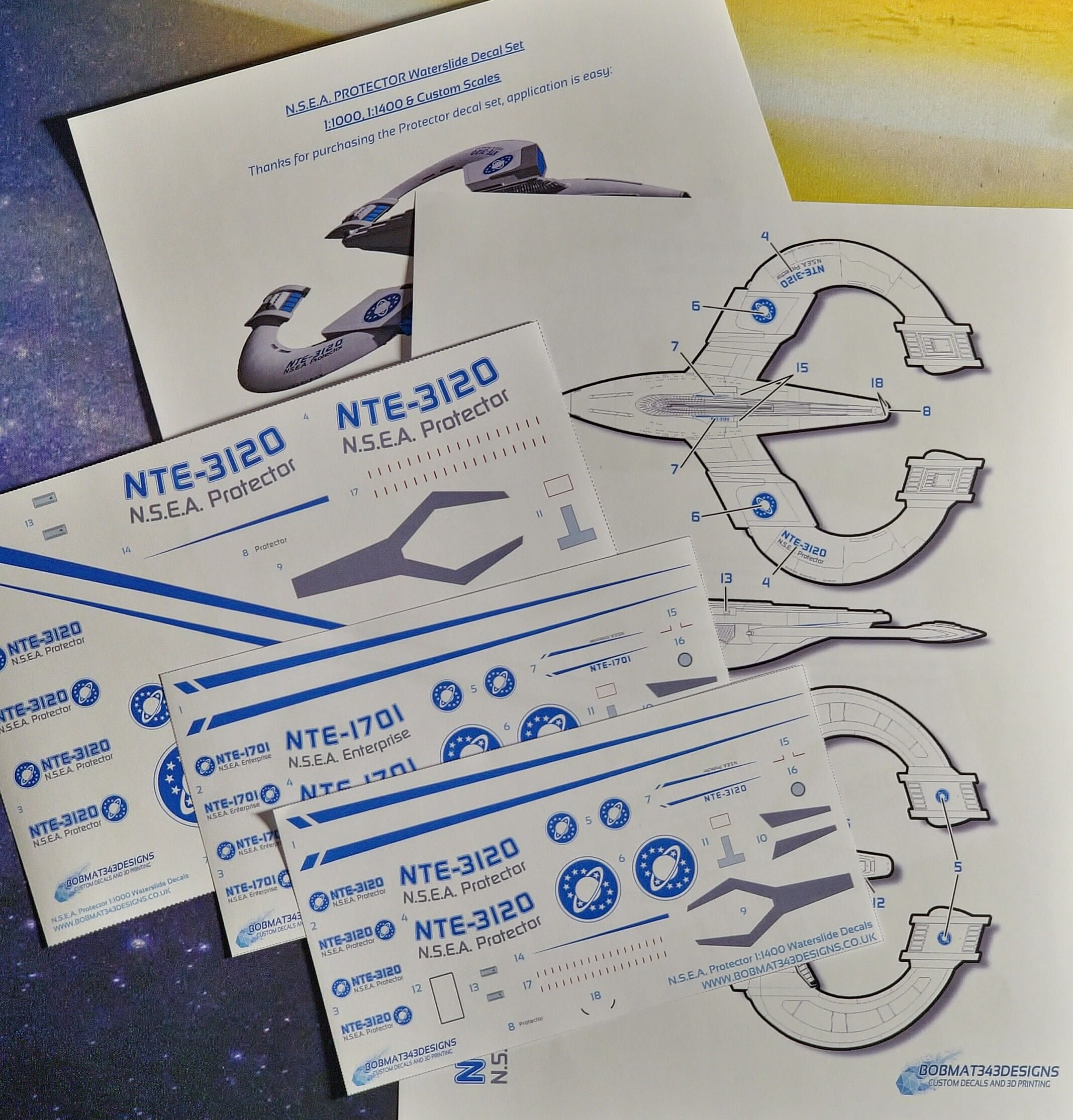 Waterslide Decals for 1:1000 Scale NSEA PROTECTOR - Galaxy Quest ...