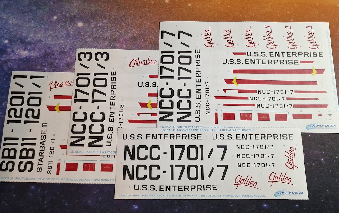 Waterslide Decals for 1:32 (polar Lights) Scale Shuttlecraft Galileo ...
