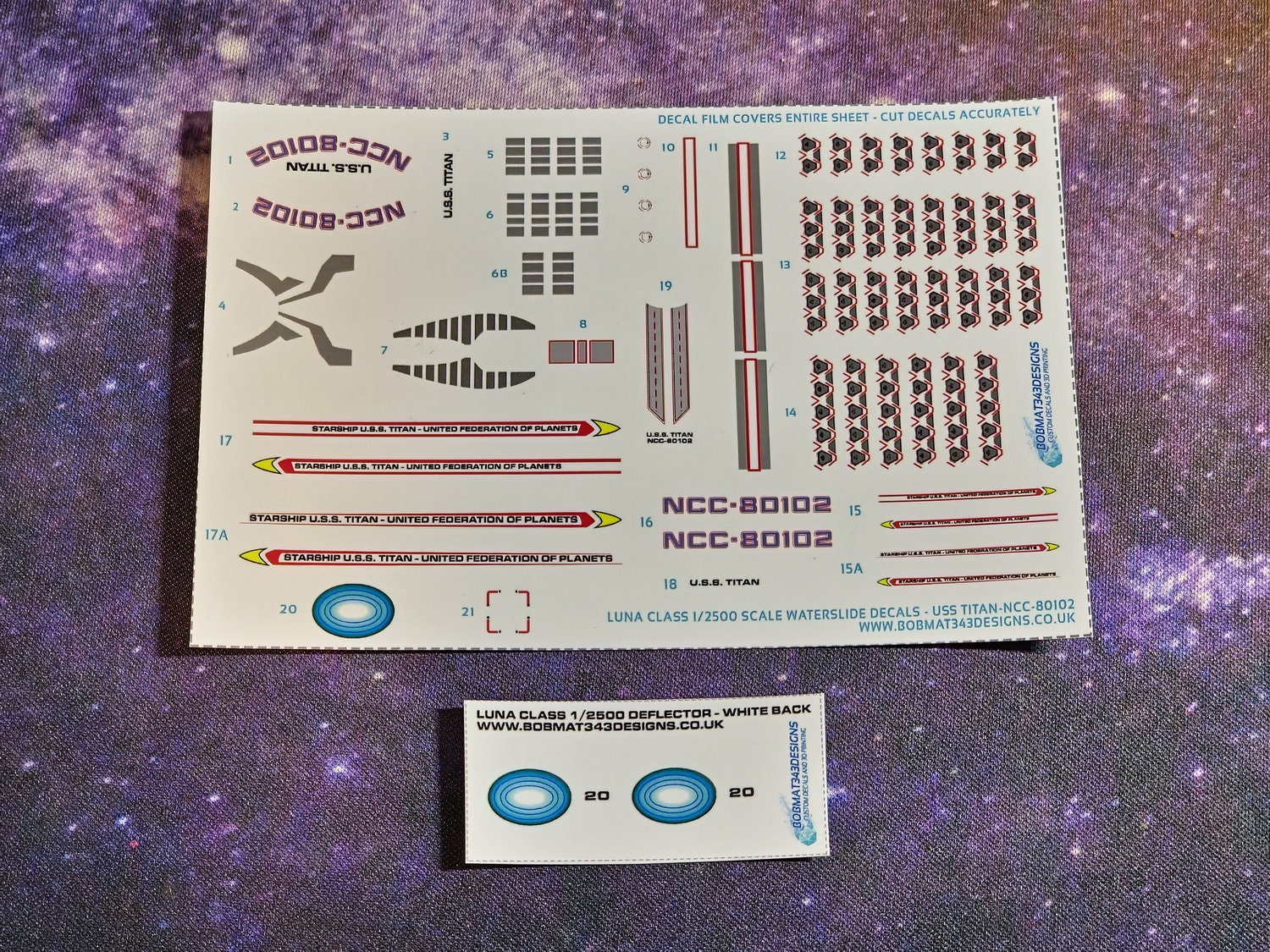 Waterslide Decals for 2500 Scale Luna Class USS Titan - Custom Registries Available - Etsy
