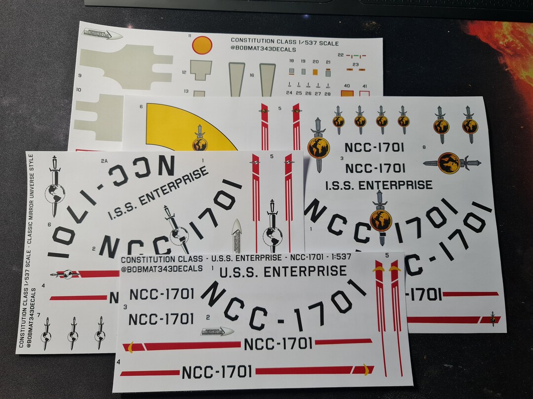 Waterslide Decals for 1:537 Scale TOS Constitution Class Enterprise NCC ...