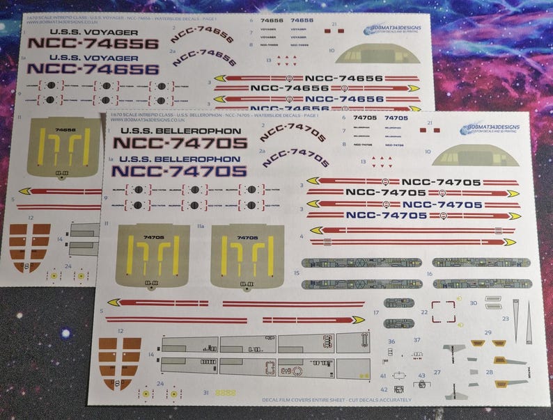U.S.S. Voyager NCC-74656 Waterslide Decals - 1:670 Scale Model Kit ...