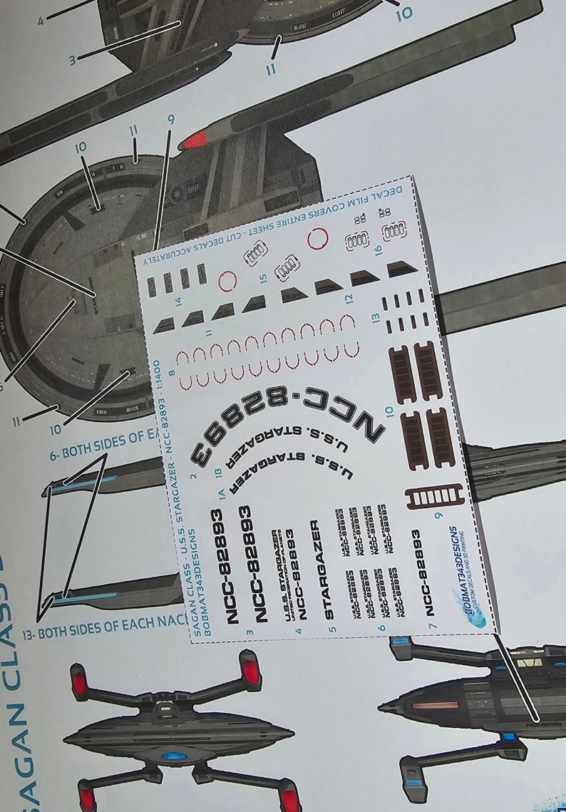 Waterslide Decals for 1:1400 Scale SAGAN CLASS U.S.S. STARGAZER ...