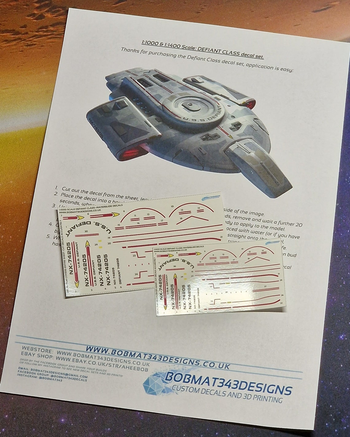 Waterslide Decals for 1:1400 Scale Defiant Class U.S.S. - Etsy