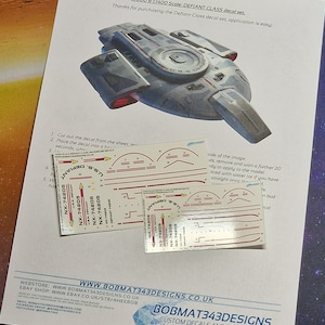 Waterslide Decals for 1:1000 Scale Defiant Class U.S.S. DEFIANT NX ...