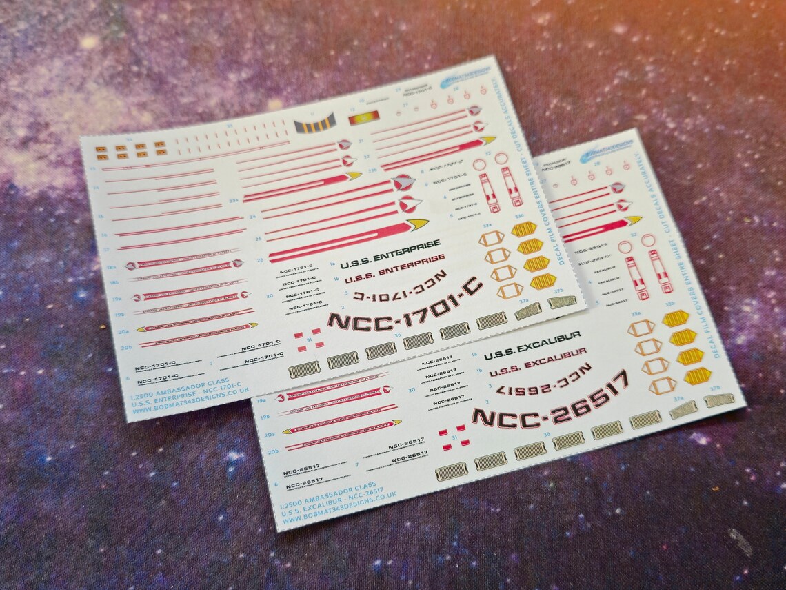 Waterslide Decals for 1:2500 Scale AMBASSADOR CLASS U.S.S. ENTERPRISE-C ...