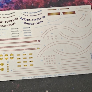 Waterslide Decals for 1:1000 Scale EXCELSIOR CLASS REFIT U.S.S ...
