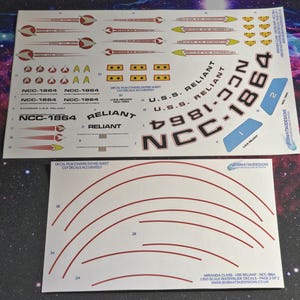 Waterslide Decals for 1:350 Scale MIRANDA CLASS U.S.S. RELIANT - Custom ...