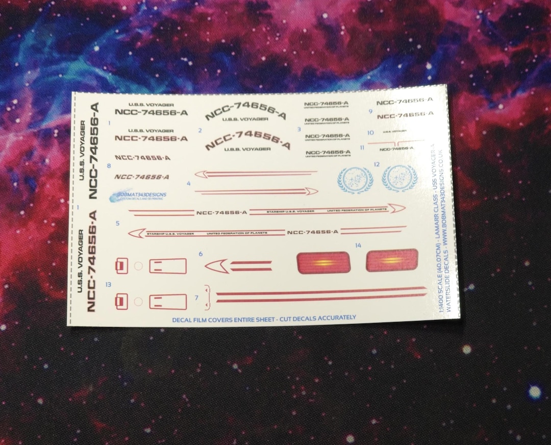 Waterslide Decals for 1:1400 Scale LAMAAR CLASS U.S.S. VOYAGER-A ...