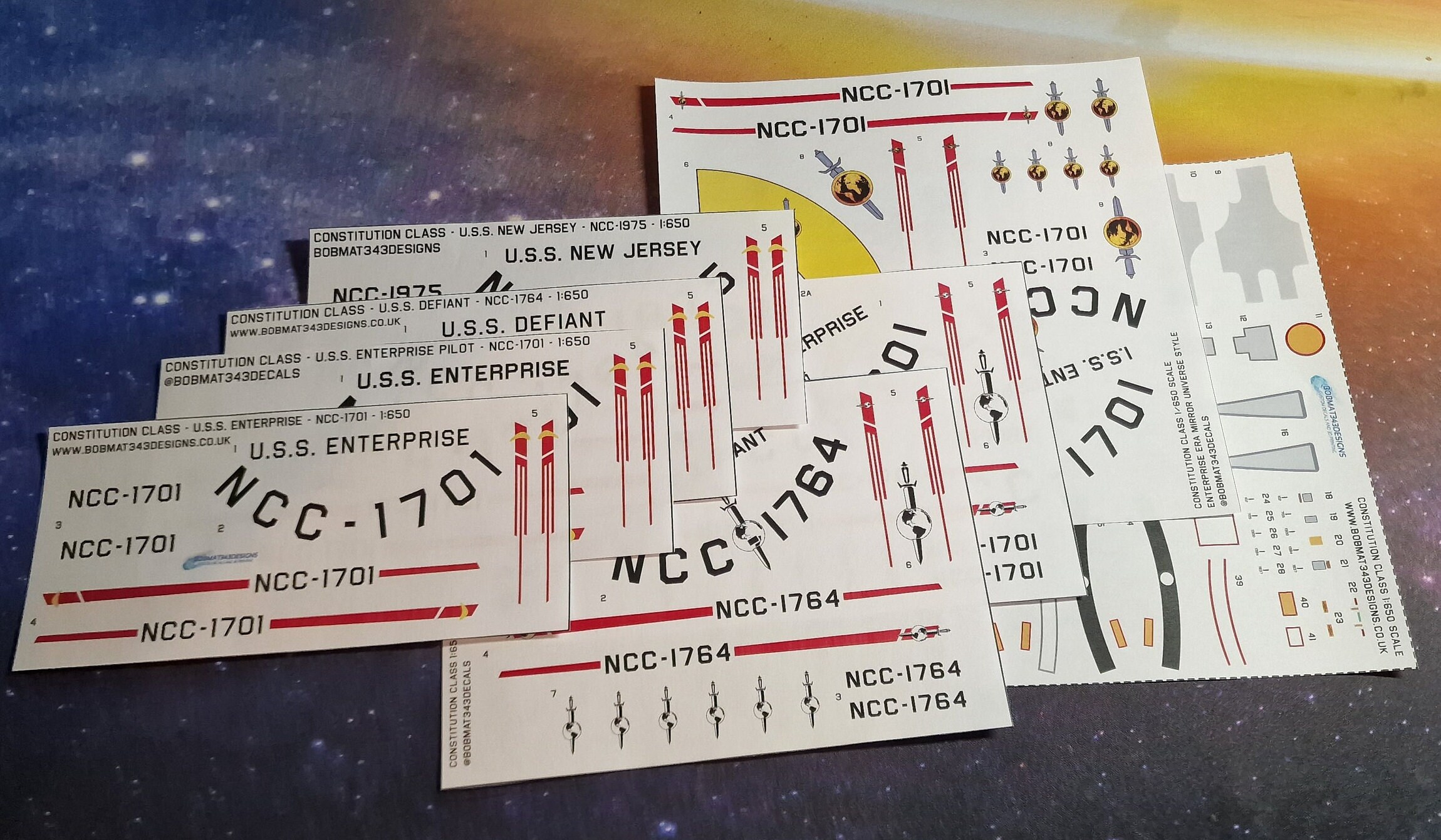 Waterslide Decals for 1:650 Scale TOS Constitution Class USS Enterprise ...