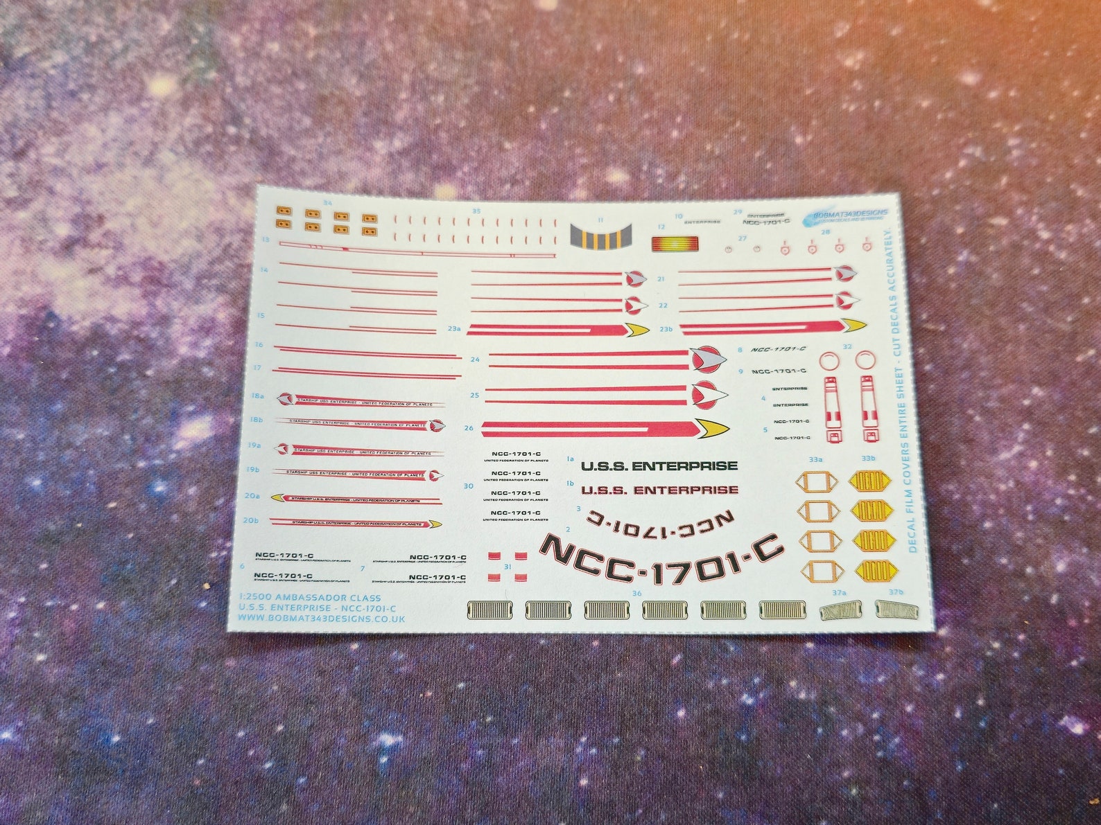 Waterslide Decals for 1:2500 Scale AMBASSADOR CLASS U.S.S. ENTERPRISE-C ...