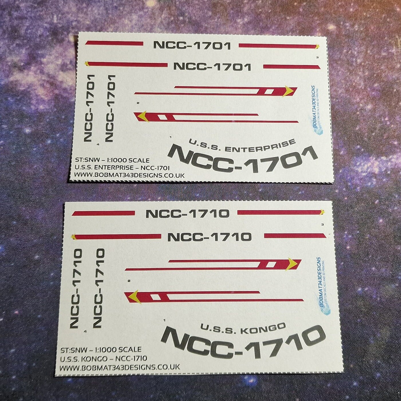 Waterslide Decals for 1:1000 Scale Constitution Class USS Enterprise ...