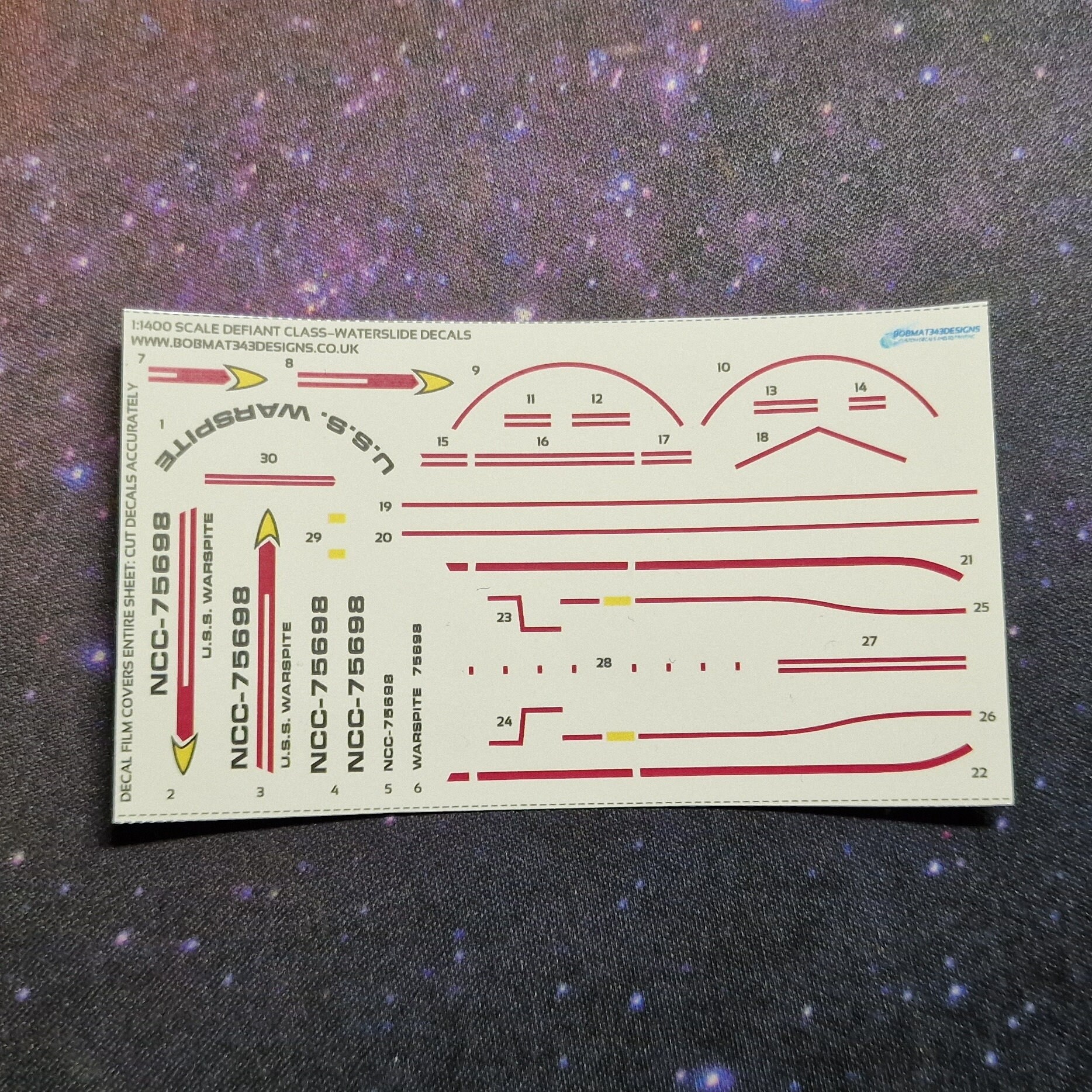 Waterslide Decals for 1:1400 Scale Defiant Class U.S.S. DEFIANT NX ...