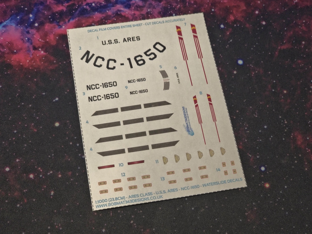 Ares Class USS Ares NCC-1650 Waterslide Decals (1:1000 Scale) - Custom ...