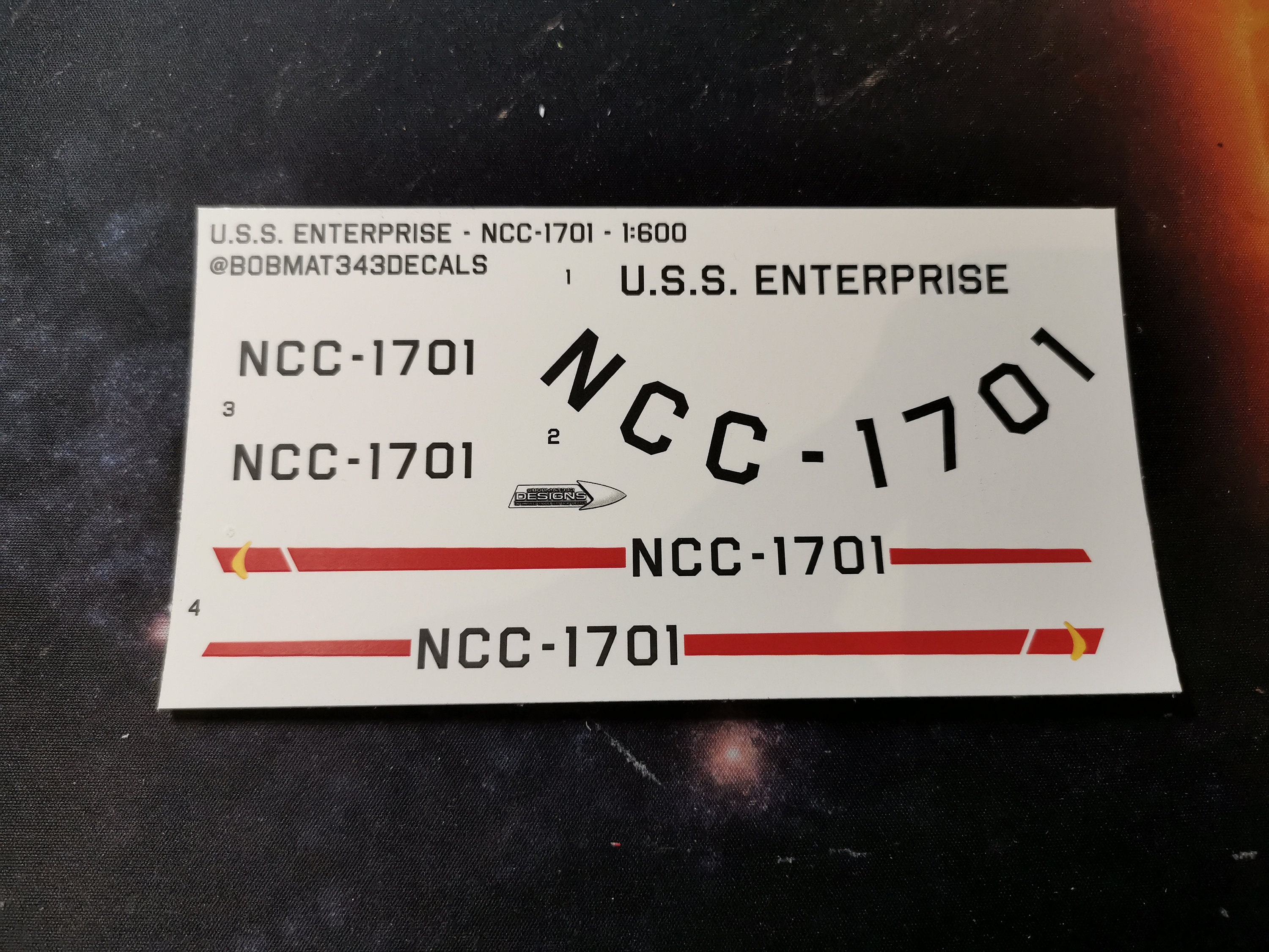 Waterslide Decals for 1:600 Scale TOS Constitution Class USS Enterprise ...