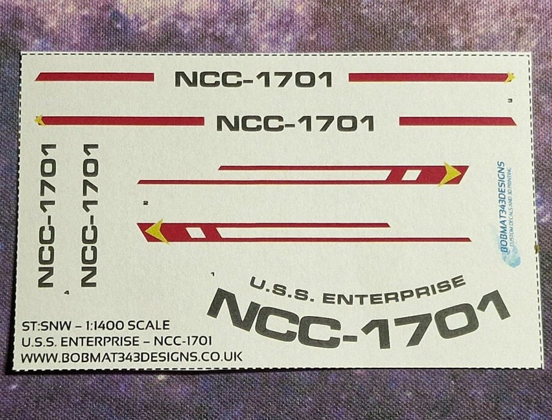USS Enterprise NCC-1701 Waterslide Decals for 1:1400 Scale Model Kit ...