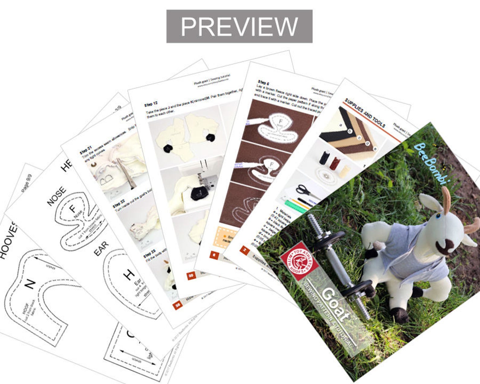 Goat sewing pattern stuffed animal pattern. PDF instant | Etsy