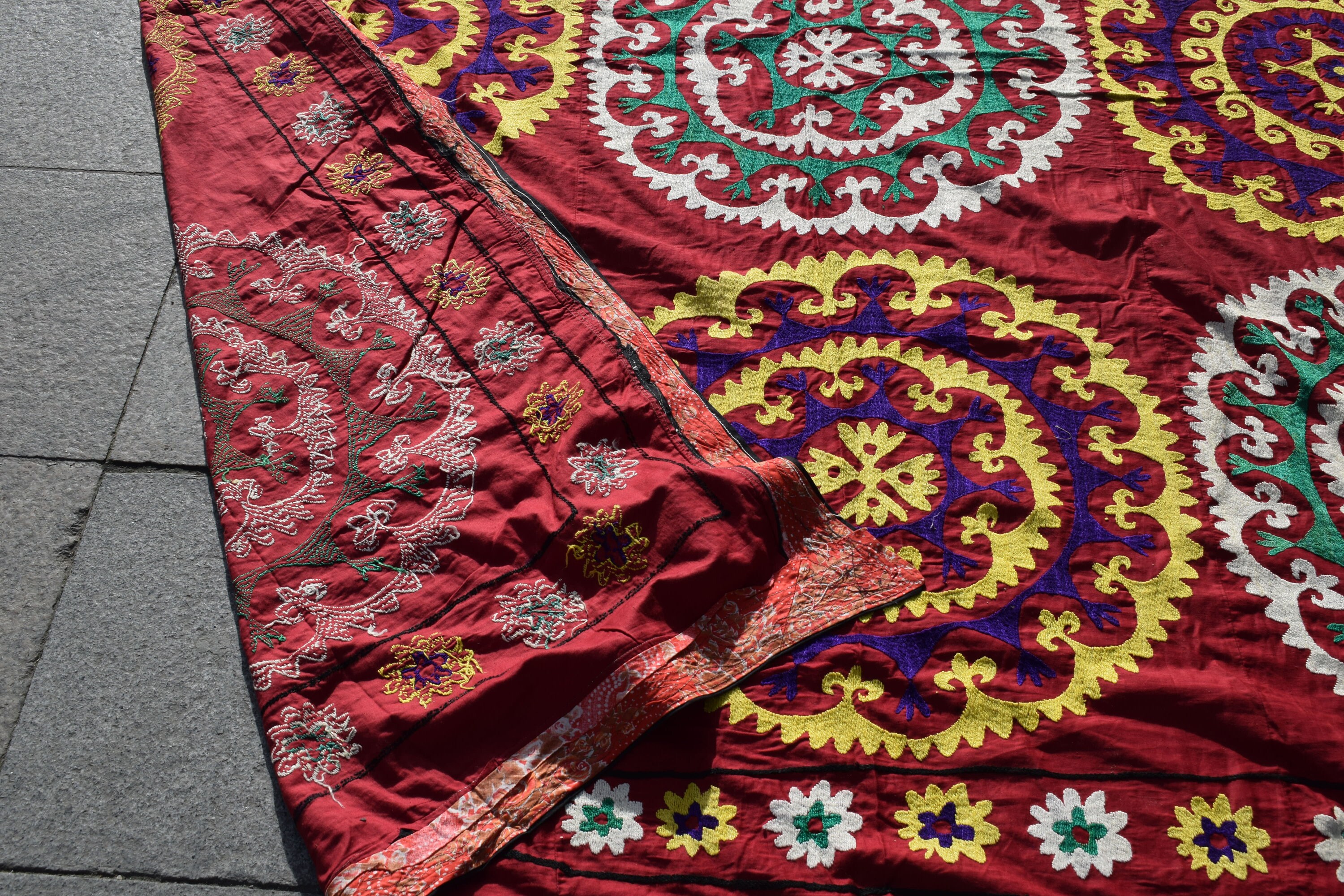 Home Decorative Vintage Cover Red Color Multi Embroidery Work - Etsy