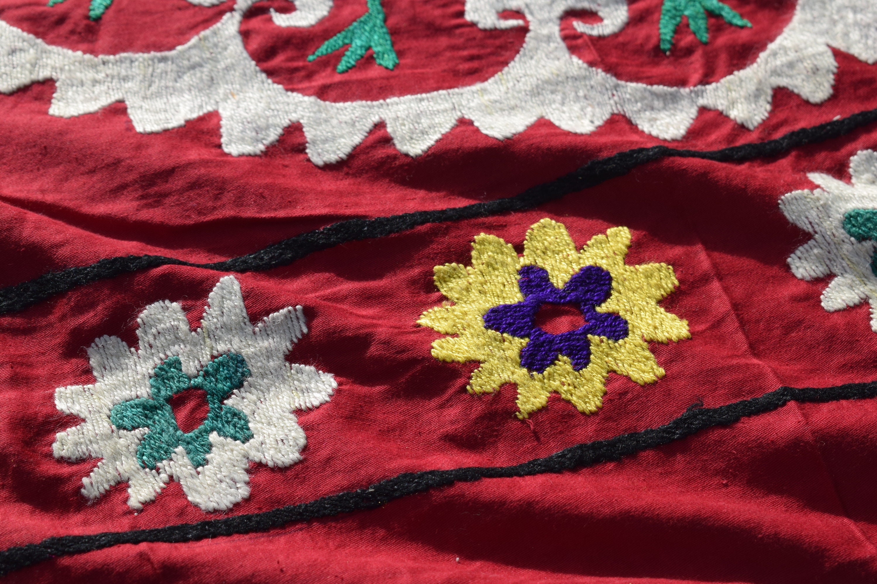 Home Decorative Vintage Cover Red Color Multi Embroidery Work - Etsy
