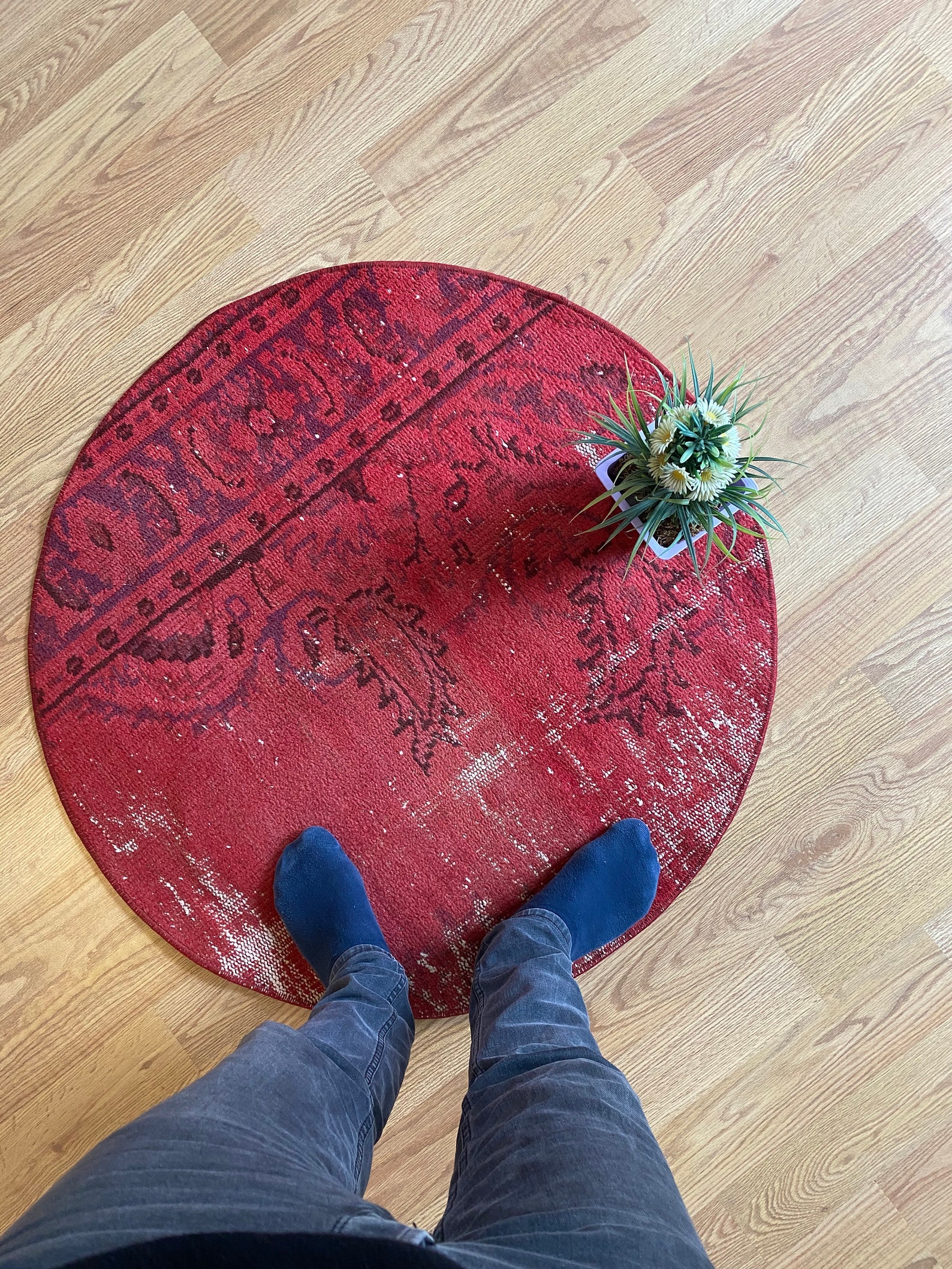 Red Color Vintage Ruground Rugturkish Round Rughome Door - Etsy