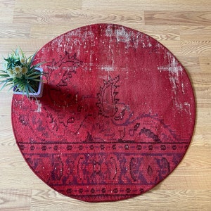 Red Color Vintage Rug,round Rug,turkish Round Rug,home Door Floor Rug ...