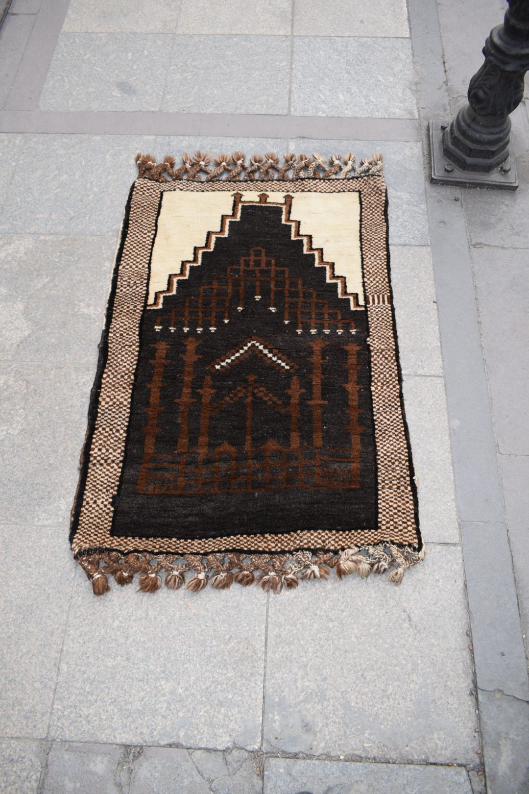 Mihrap Pattern Old Handmade Prayer Rug Vintage Wool Rug Black - Etsy