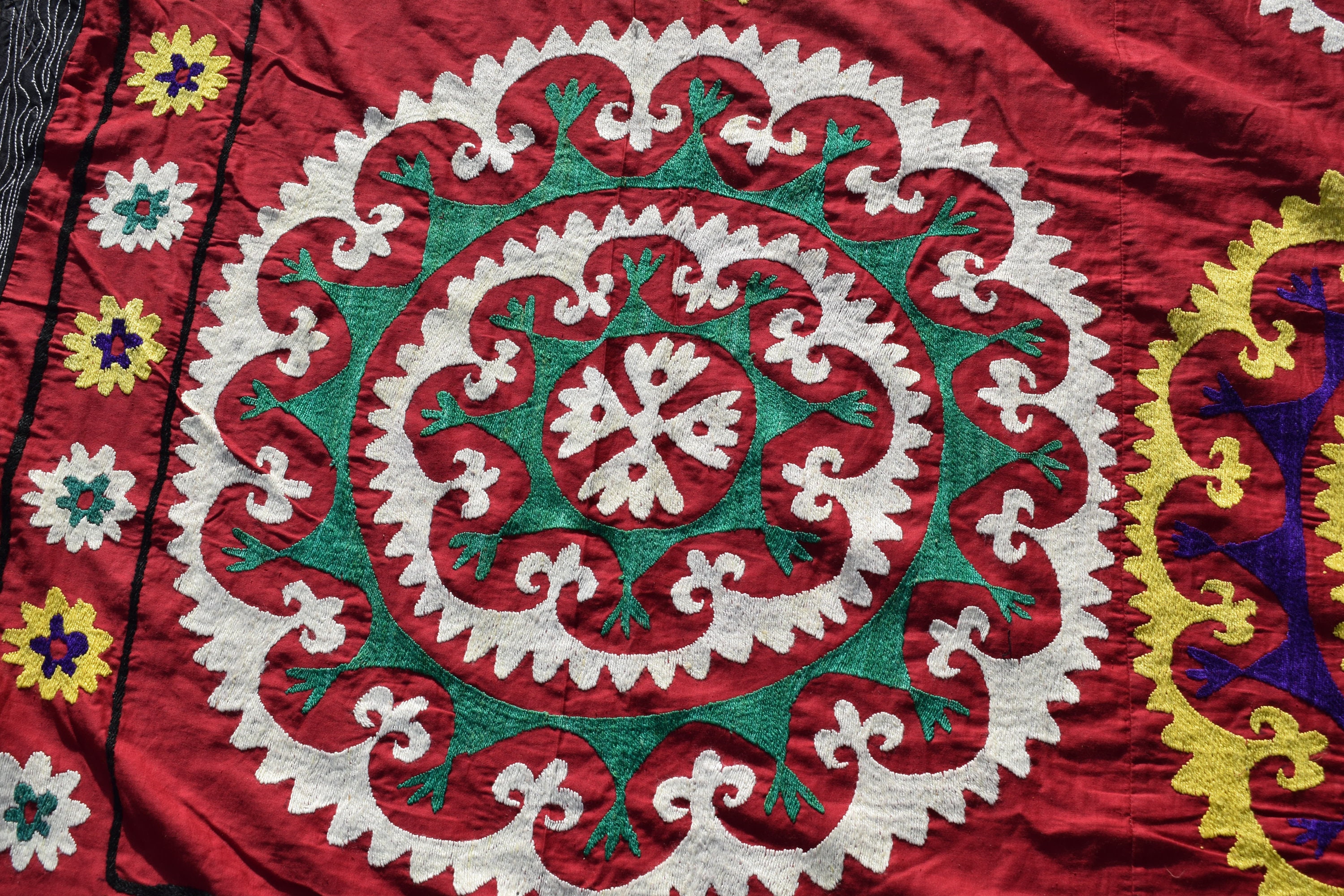 Home Decorative Vintage Cover Red Color Multi Embroidery Work - Etsy