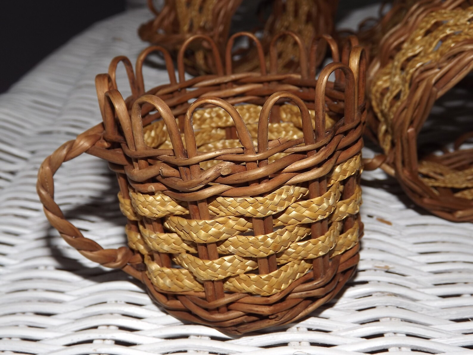 Vintage Set of 6 Wicker Cup Holder French Woven Wicker | Etsy