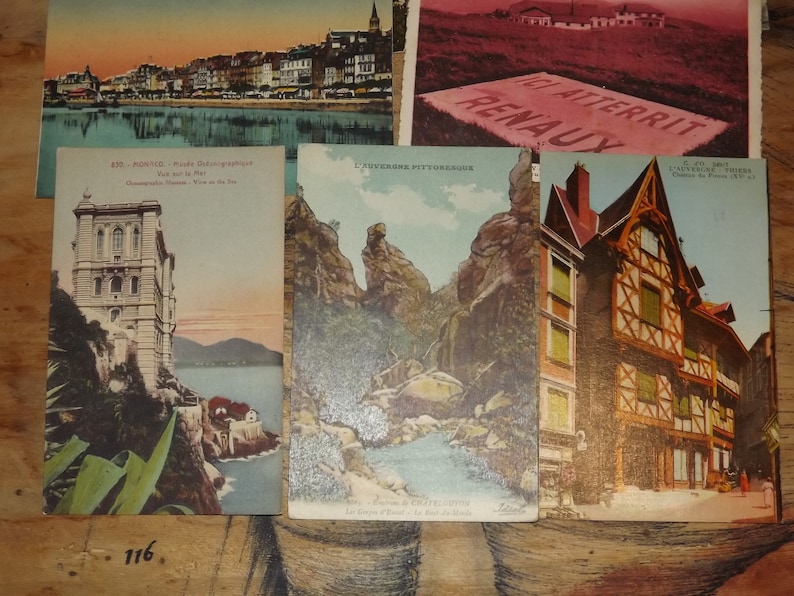 Vintage Set of 11 Colored Postcards 30s/40s From France - Written and ...