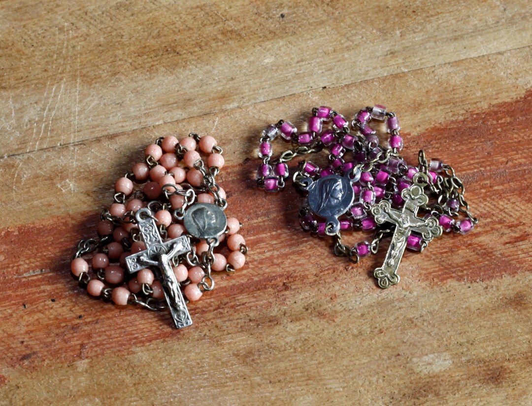 Vintage Set of 2 Lourdes Rosaries - French Christian Hand Rosary - ND ...