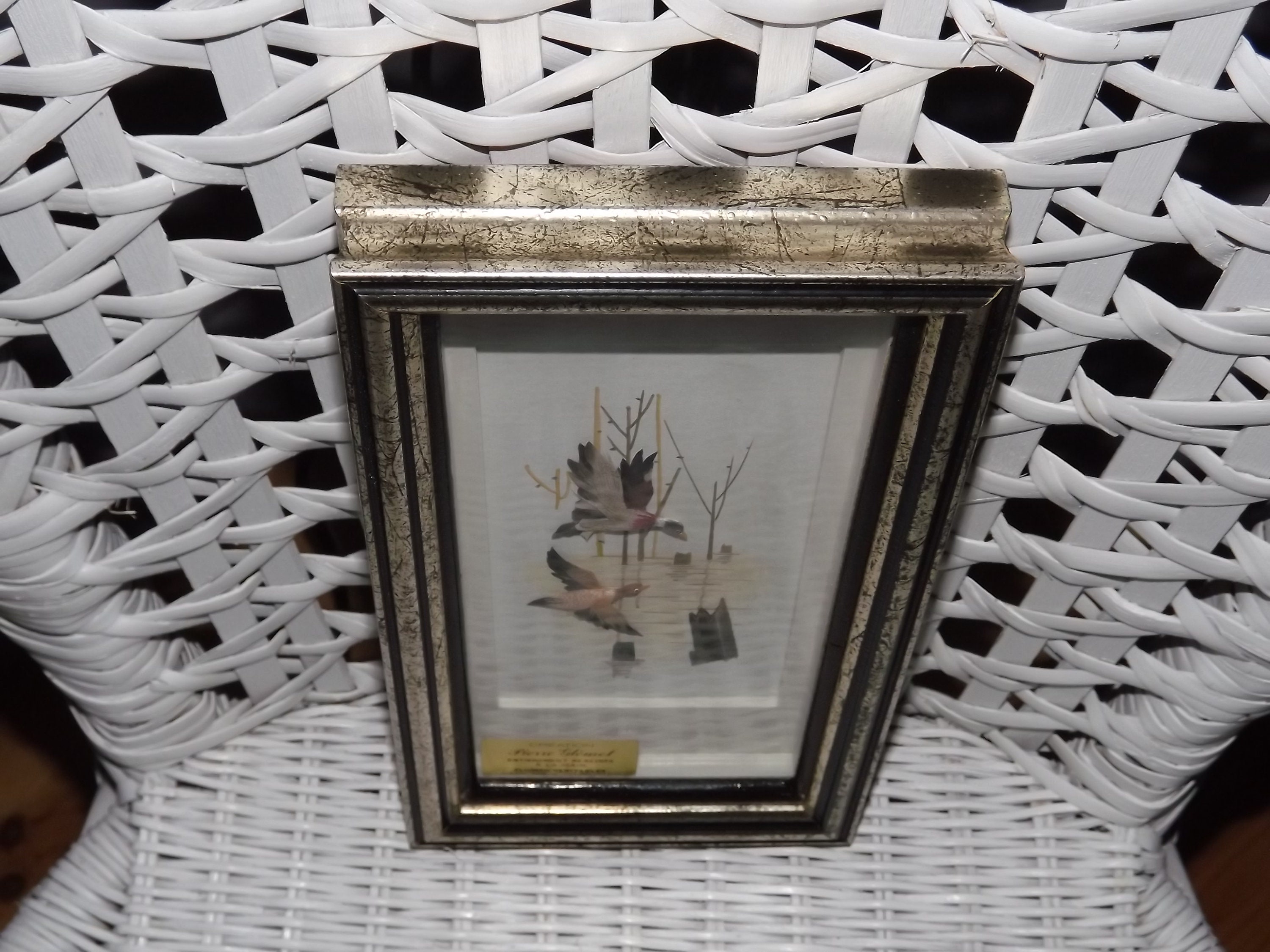 Vintage French Feather Art Nature Framed Landscape - Framed Real ...