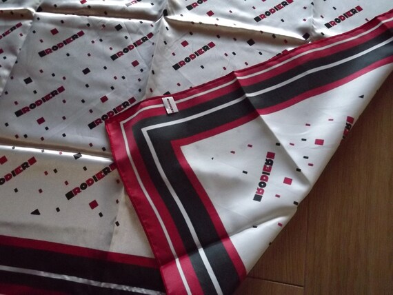 French Scarf Rodier Blue White Red - Shiny Scarf Fren… - Gem