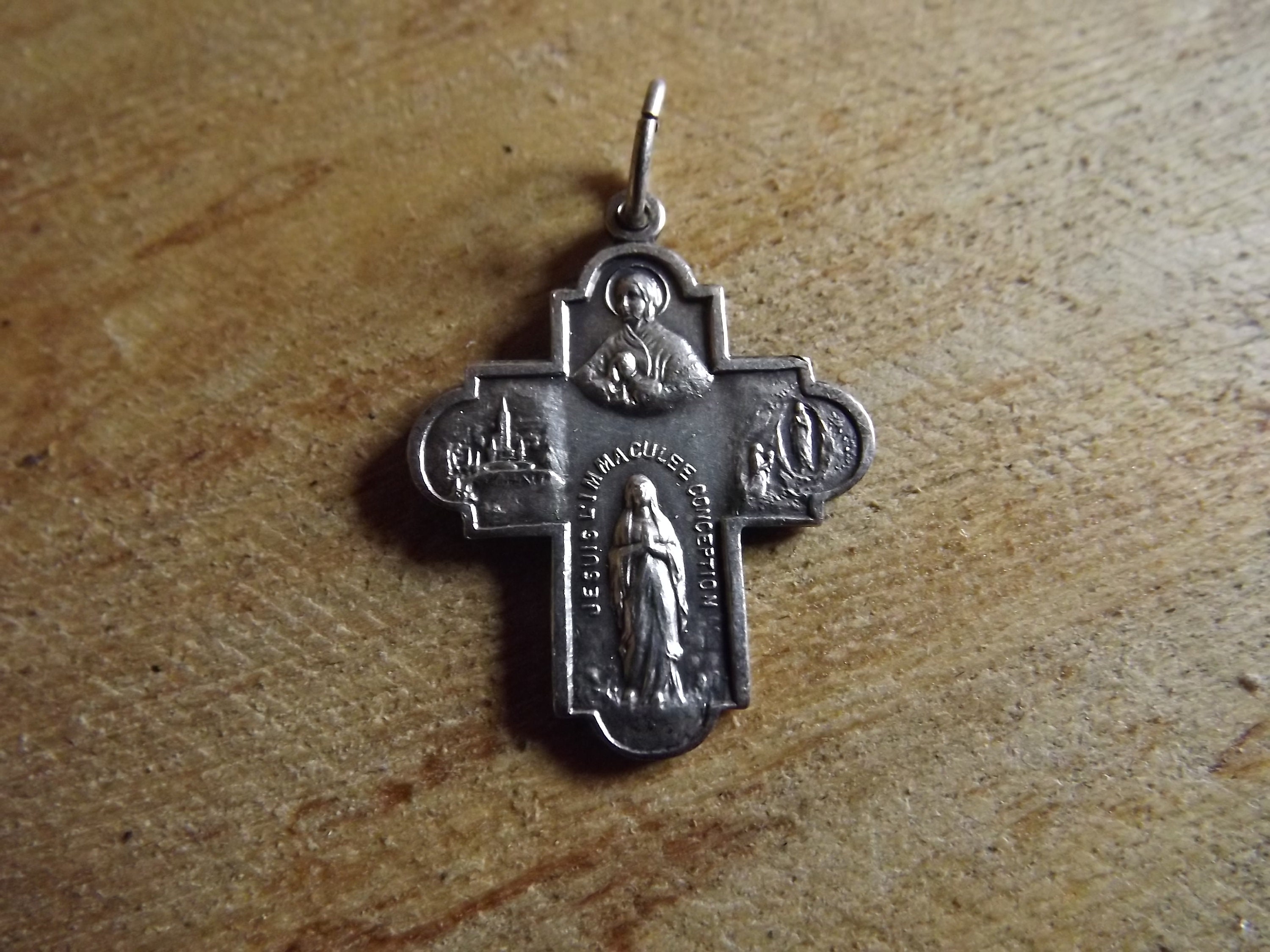 Vintage French Lourdes Cross Medal Our Lady of Lourdes 1858 | Etsy