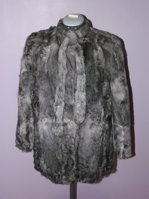 Vintage French Fur Coat - Grey Color Real Fur Coat 3/… - Gem