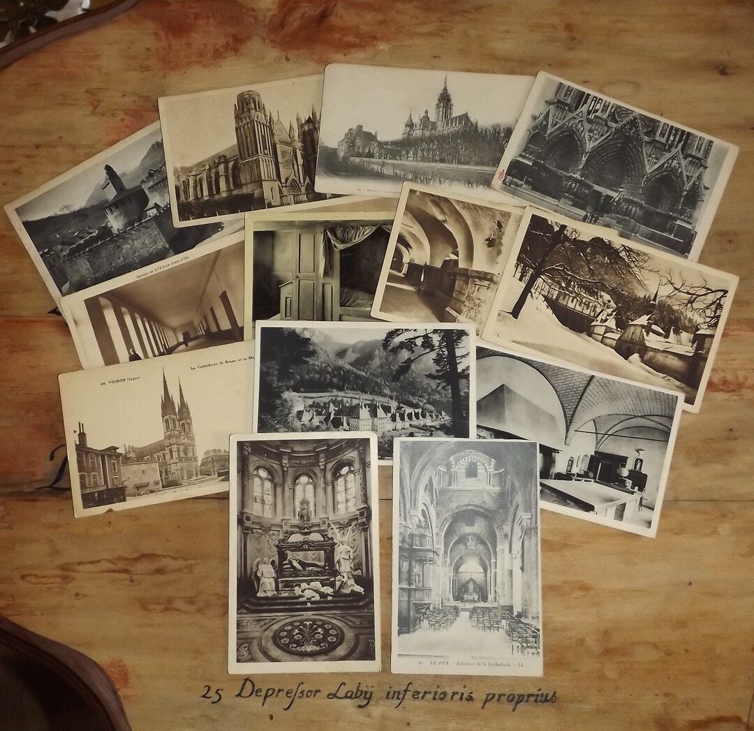 Set of 14 Antique French Postcards Black and White Christian Themed ...