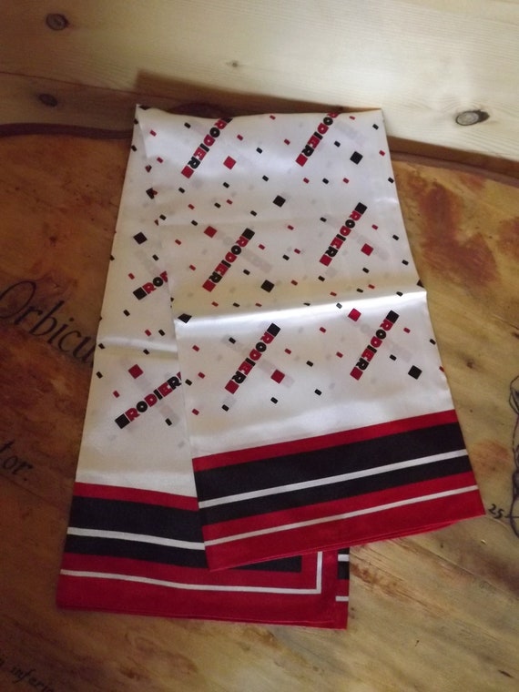 French Scarf Rodier Blue White Red - Shiny Scarf Fren… - Gem