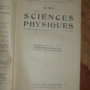 Vintage French Science Physics Book 1930s School Book Physique Chimie ...