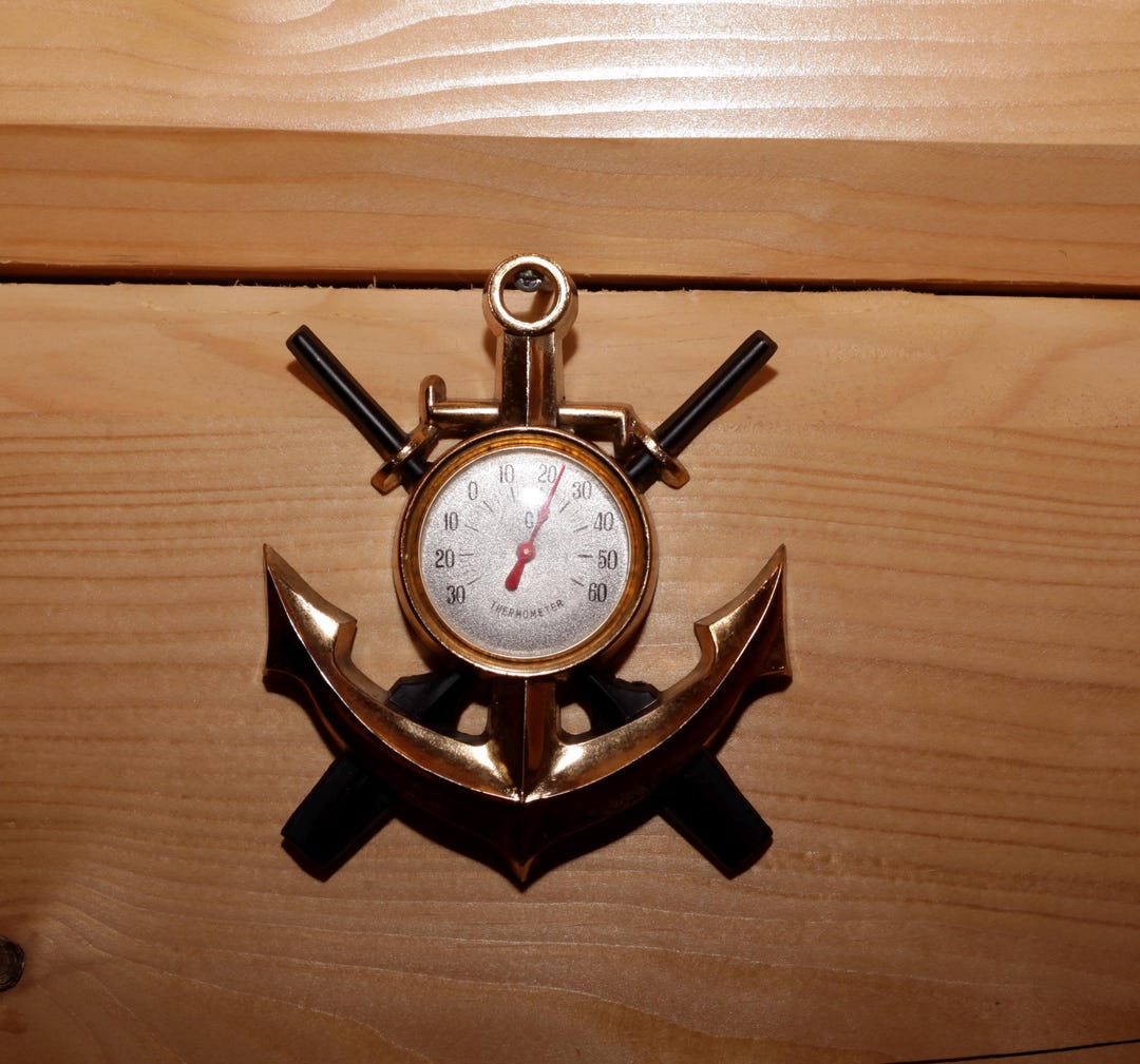 Vintage Japanese Thermometer Anchor and Oars Decor - Marine Wall Decor ...